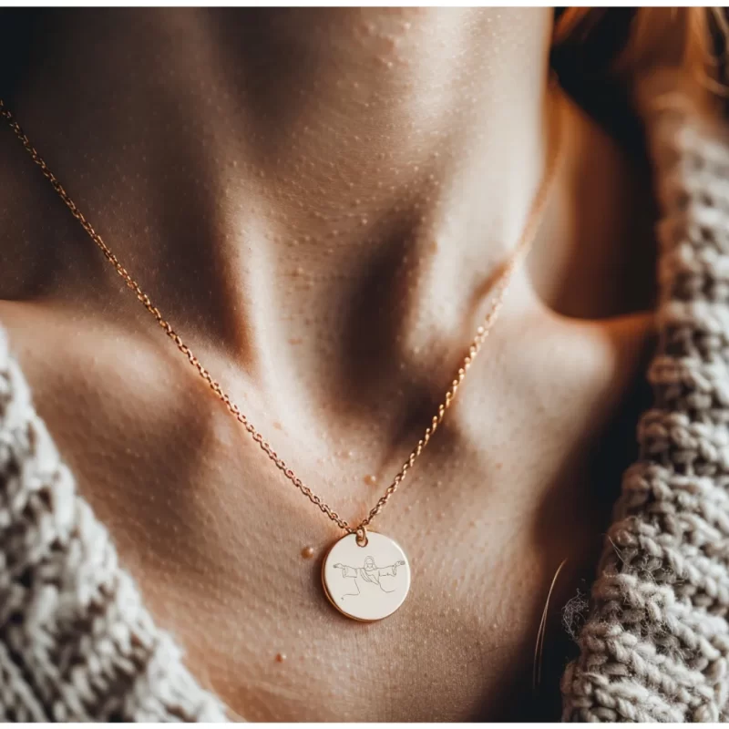 Jesus Line Art Pendant with Outstretched Arms | Faith Jewelry